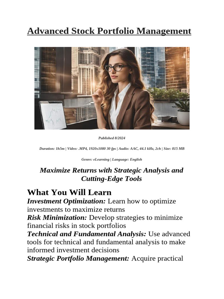 Advanced Stock Portfolio Management | PDF