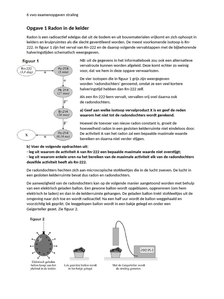 6 Vwo Examenopgaven Straling H5 | PDF