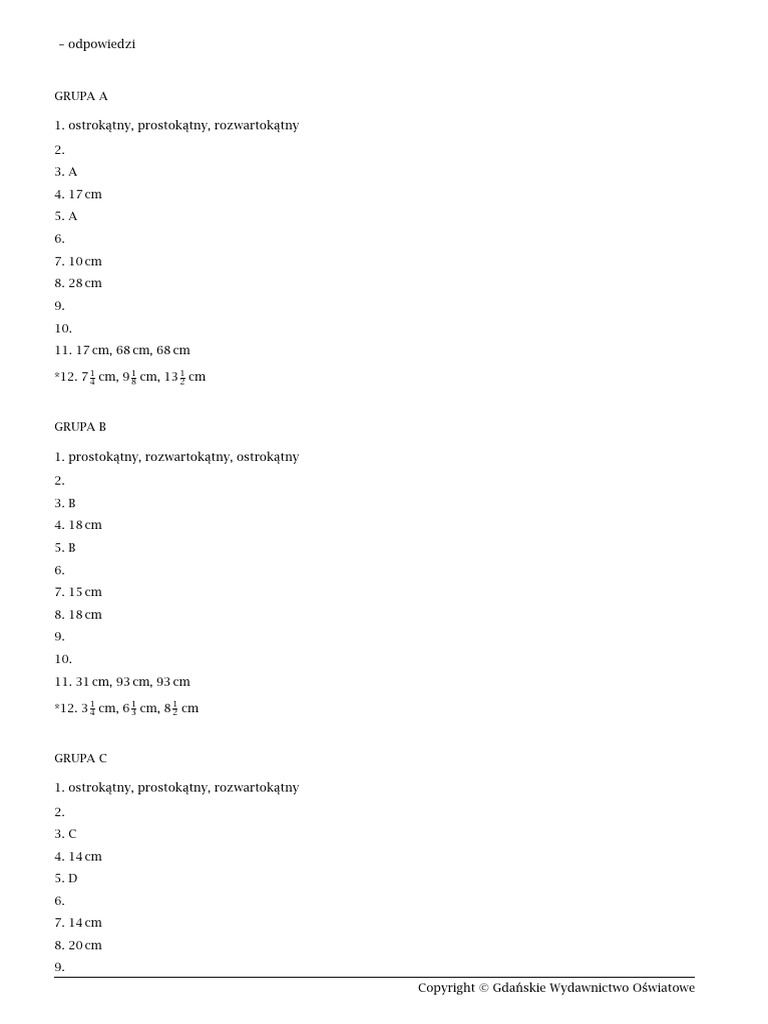 Rodzaje Trójkątów Odp. | PDF