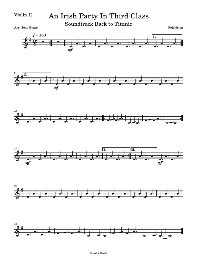 An Irish Party in Third Class-Violin II | PDF