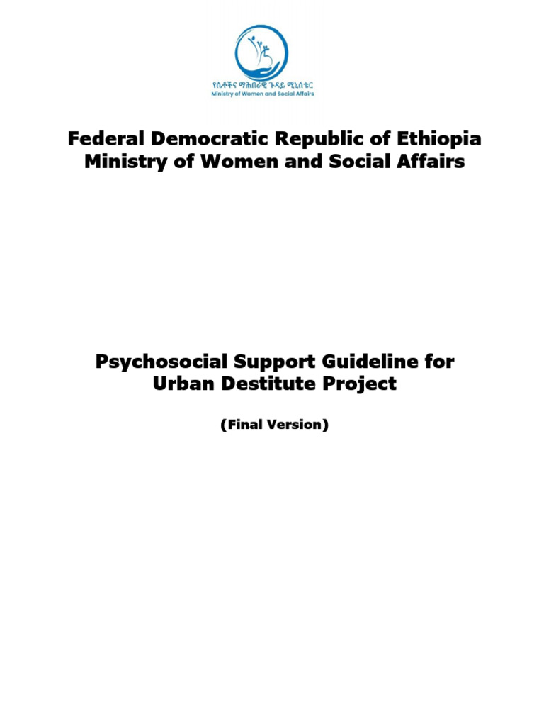 Psychosocial Support Guideline For Urban Destitute Project | PDF