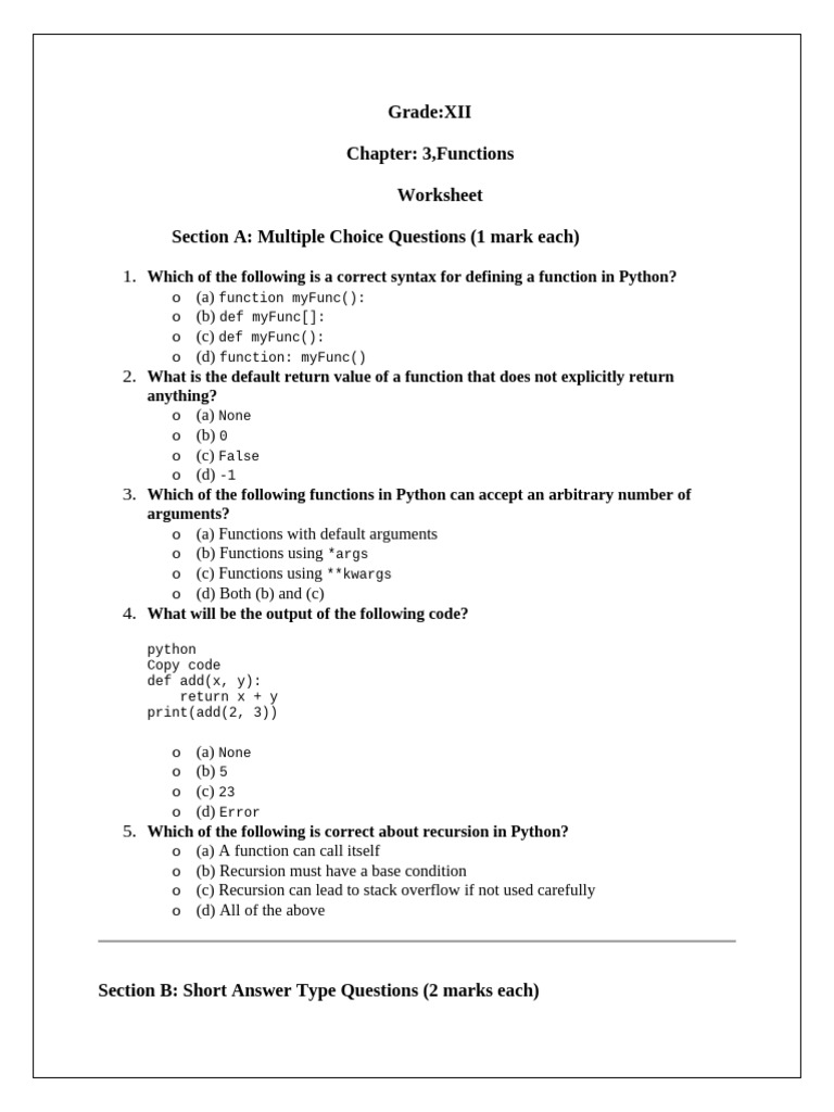 CS Chapter 3 Worksheet | PDF