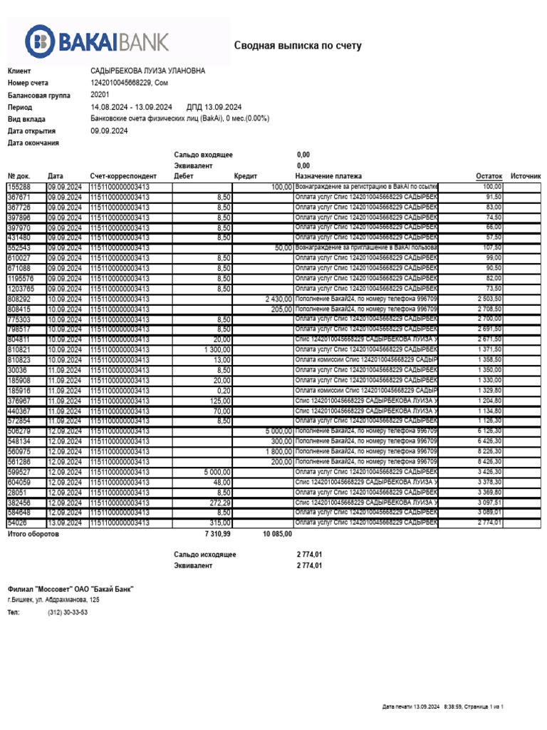 Statement 2024 08 14 2024 09 13 | PDF