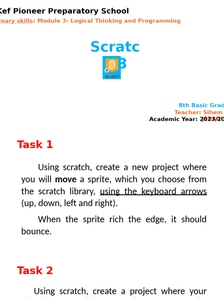 Scratch Programming for 8th Graders | PDF | Scratch (Programming ...