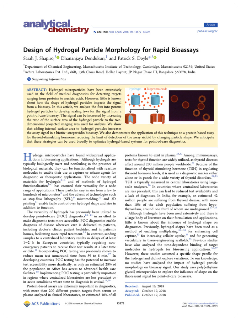 Shapiro Et Al 2018 Design of Hydrogel Particle Morphology For Rapid ...