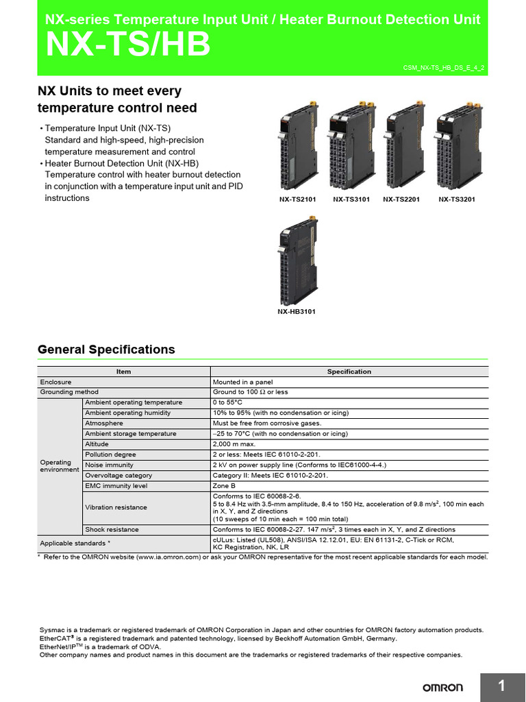 Nx-Series Temperature Input Unit Heater Burnout Detection Unit - Nx-Ts HB Datasheet en | PDF