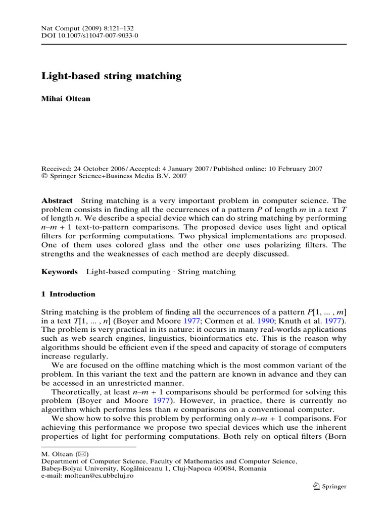 Light-Based String Match | PDF
