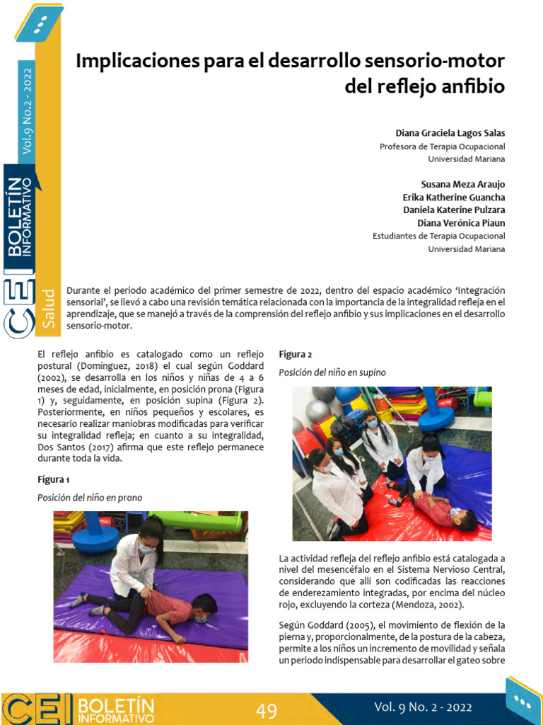 Implicaciones para El Desarrollo Sensorio-Motor: Del Reflejo Anfibio | PDF