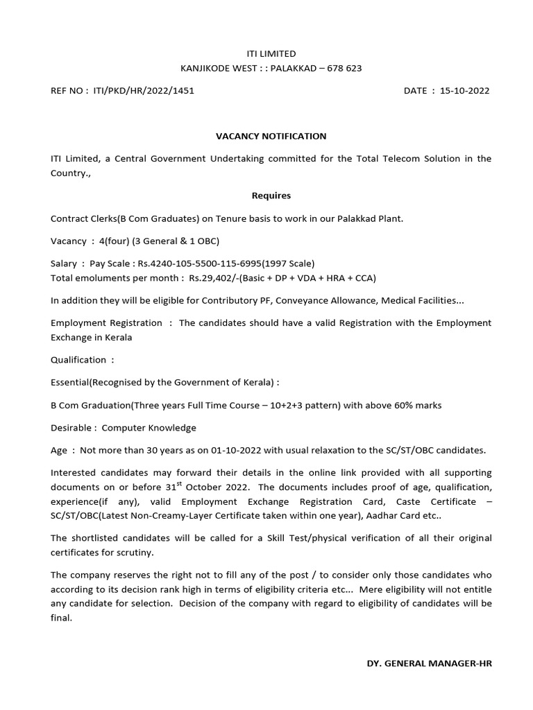 PKD Bcom Notification 19 10 2022 | PDF | Technology & Engineering