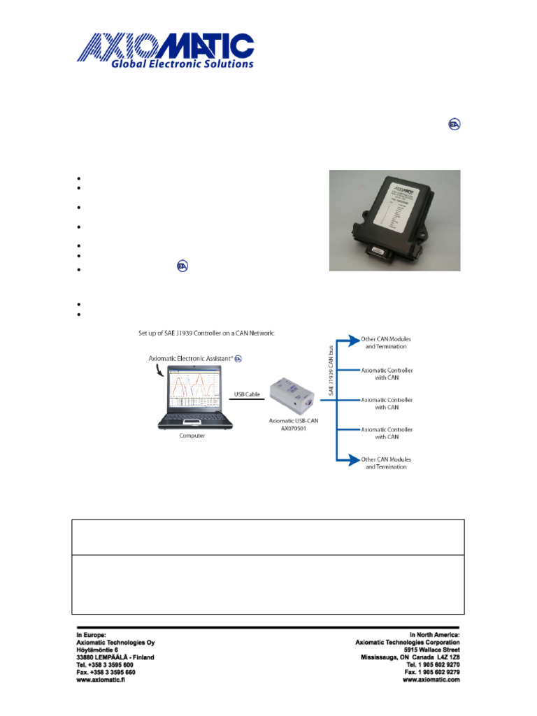 4 Analog Signal Outputs CAN Controller With Electronic Assistant Datasheet | PDF