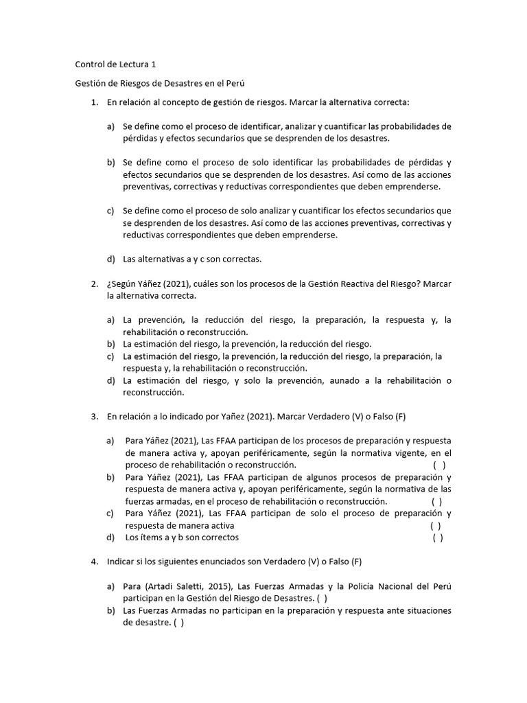 Preguntas Control Lectura1 | PDF