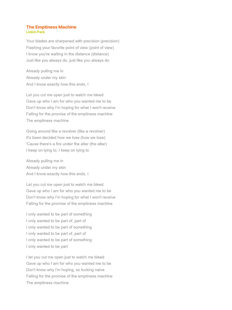 The Emptiness Machine - Linkin Park | PDF