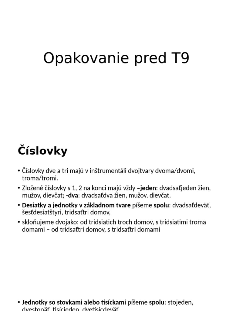 Opakovanie Pred T9 | PDF