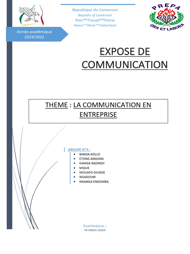 Exposé de Communication Orale | PDF