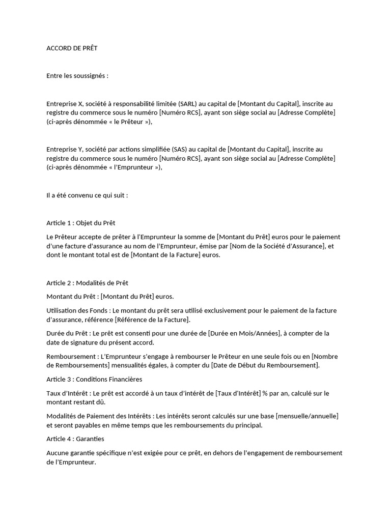 Accord de Prêt | PDF
