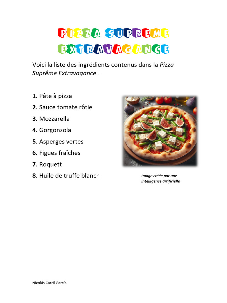 Pizza Supreme Extravagance | PDF