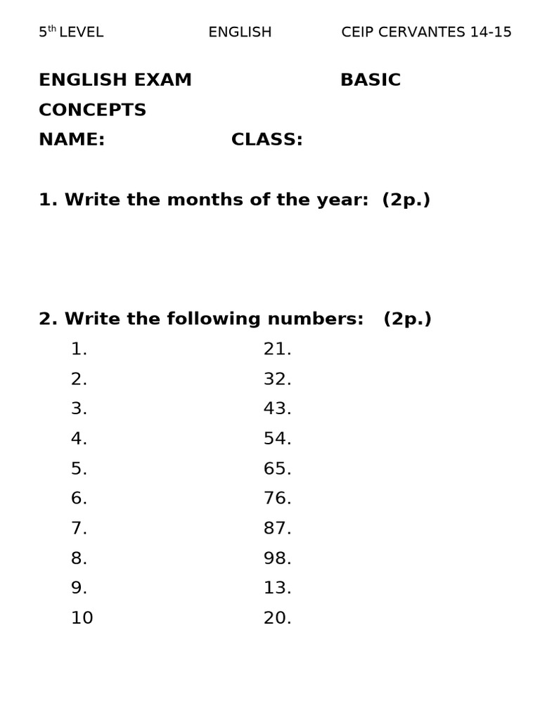Basic Concepts Exam | PDF