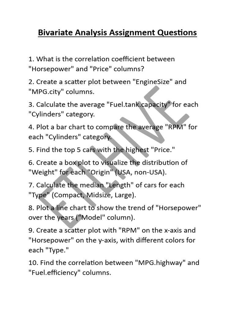Bivariate Analysis Assignment Questions | PDF