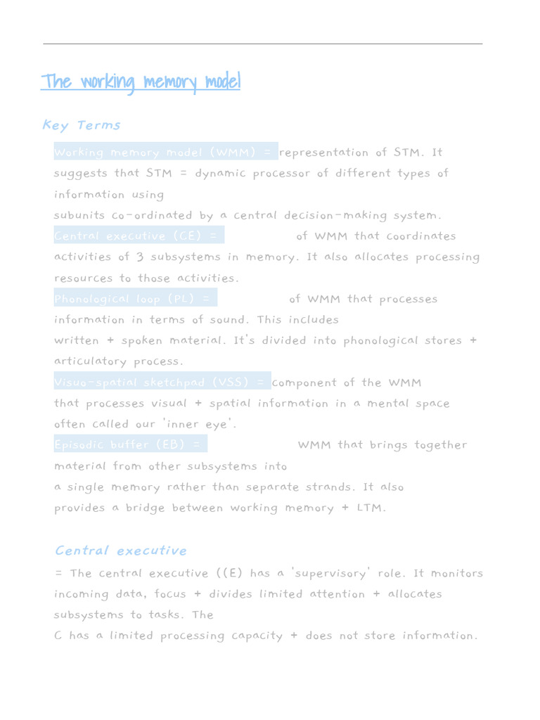 The Working Memory Model | PDF
