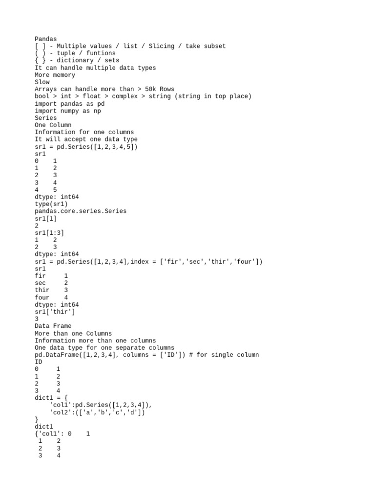 Pandas Class | PDF