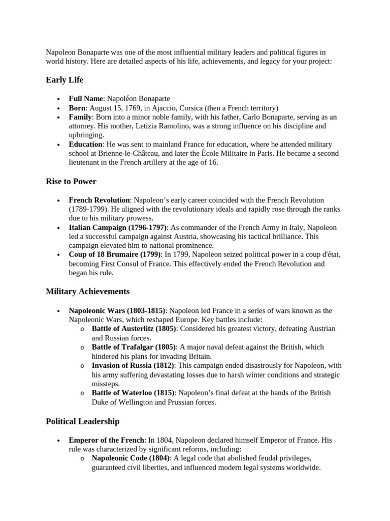 Napoleon Bonaparte Was One of The Most Influential Military Leaders and ...