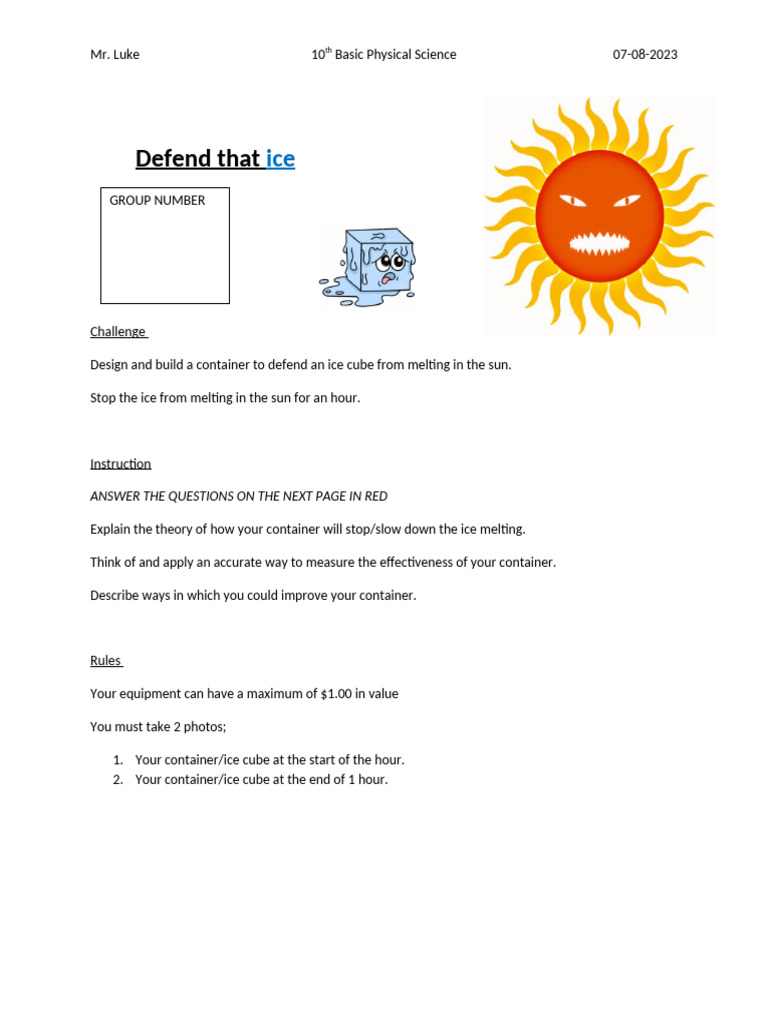 Defend That Ice Challenge | PDF