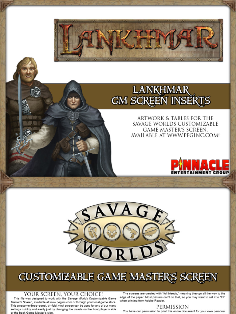 Savage Worlds - Lankhmar - GM Screen Inserts | PDF