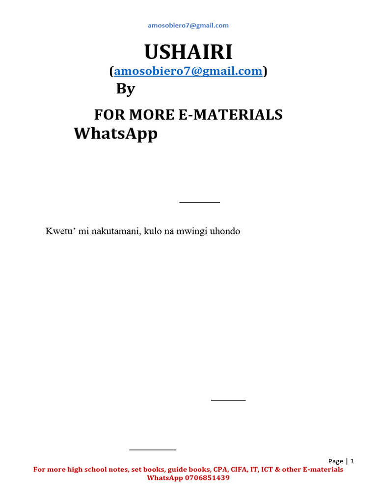 Ushairi 1 | PDF