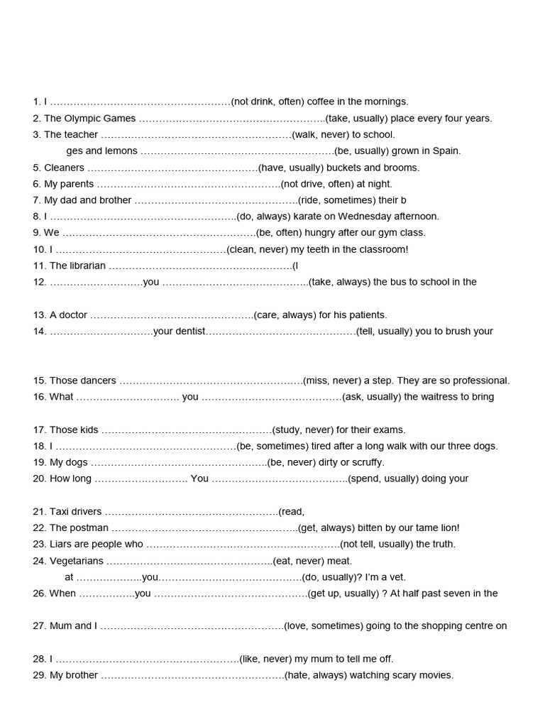 Present Simple With Adverbs of Frequency | PDF