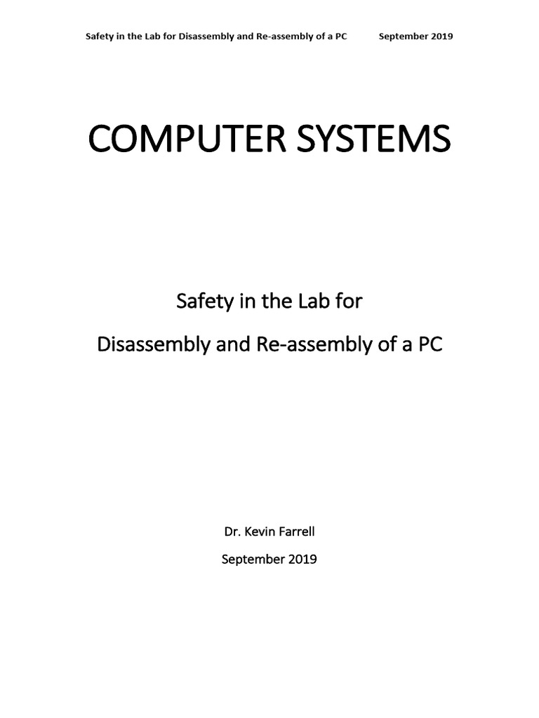 Health and Safety with Disassembly and Re-assembly of a PC | PDF