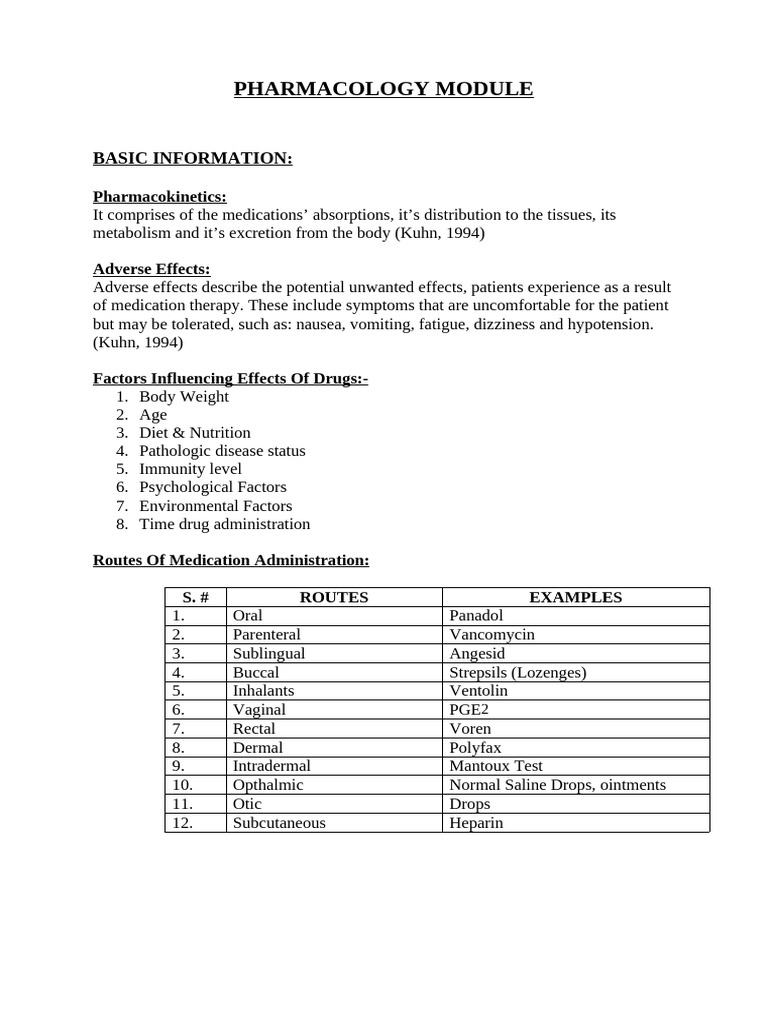 Pharmacology Module Notes | PDF