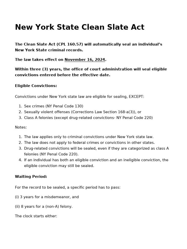 New York State Clean Slate Act | PDF