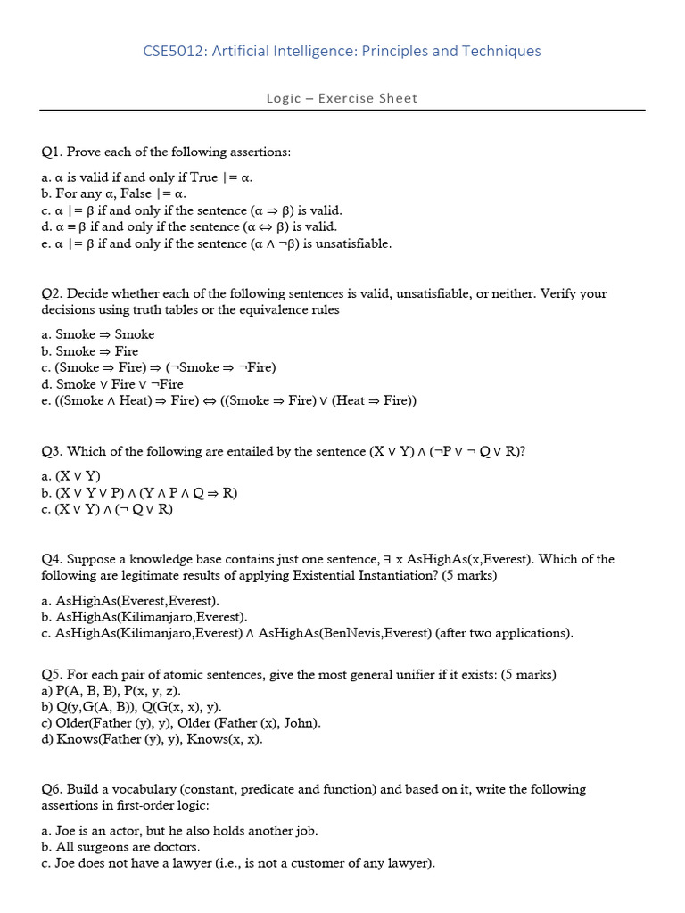 Logic Exercise | PDF