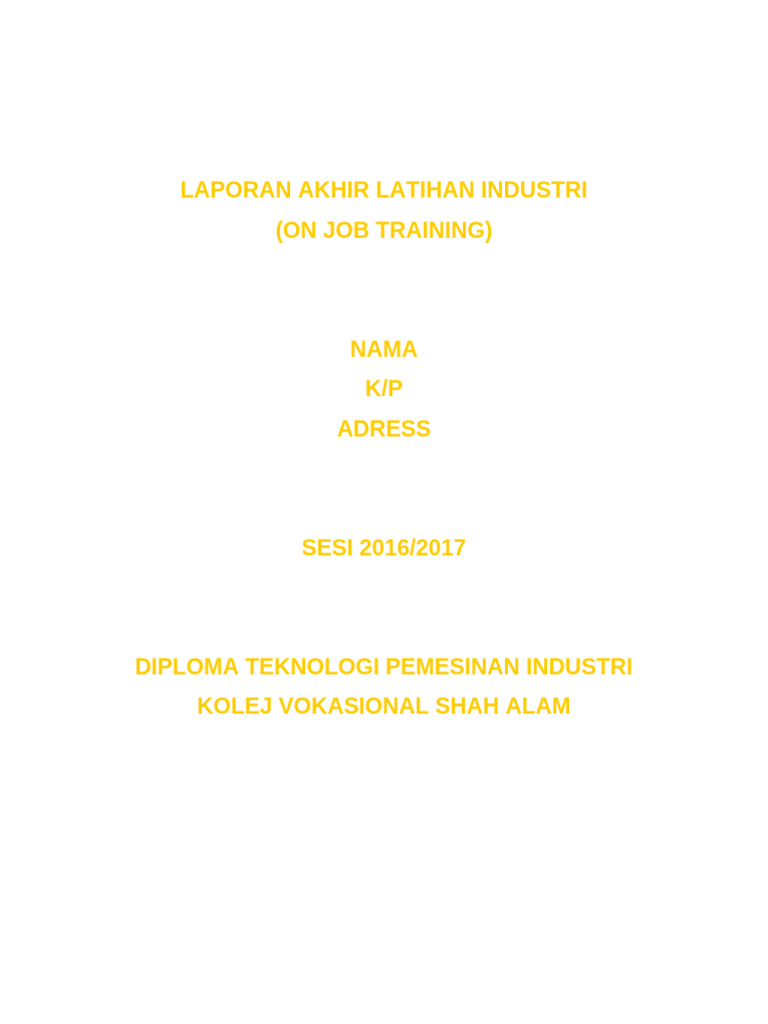 Laporan Akhir Latihan Industri On Job TR | PDF