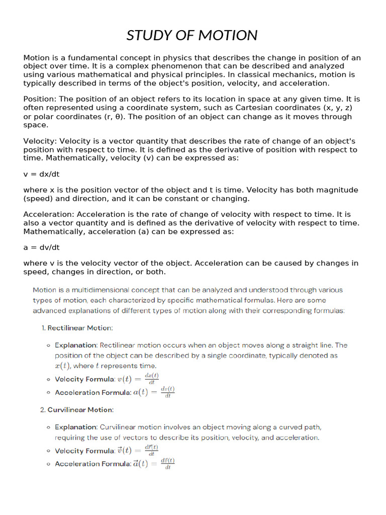 Study of Motion | PDF