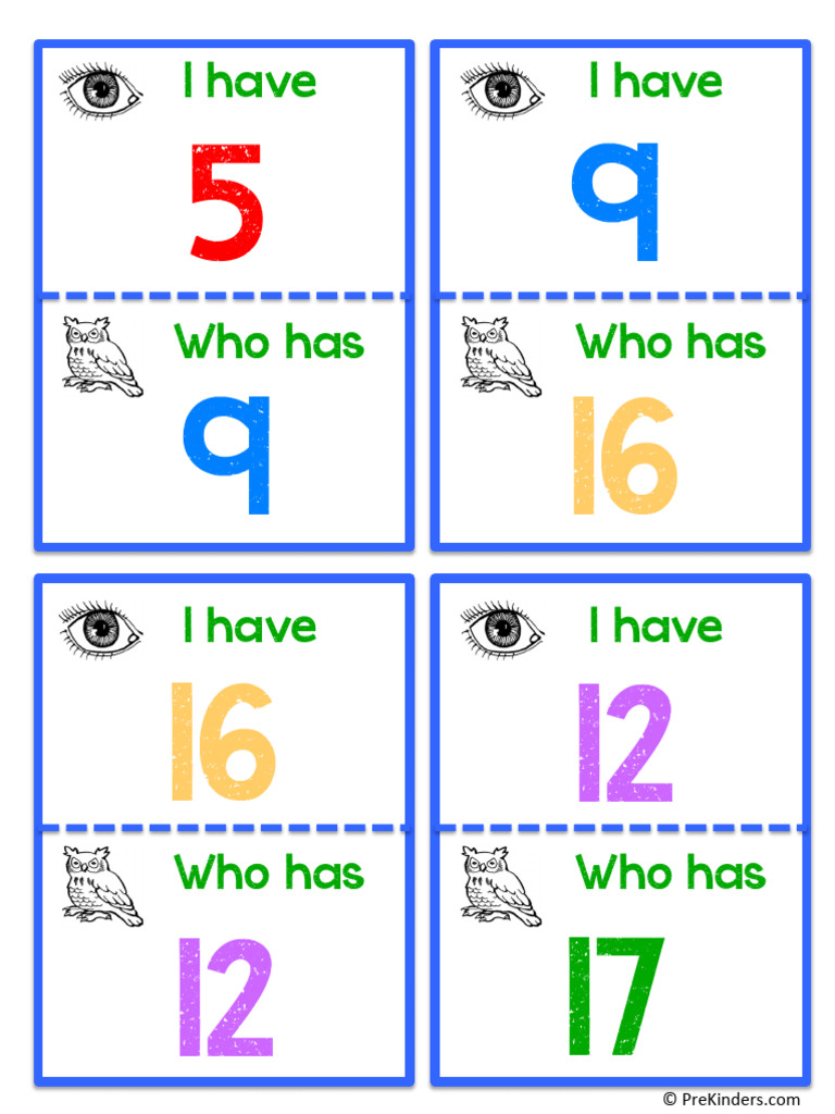 I Have Who Has Numbers 20 | PDF