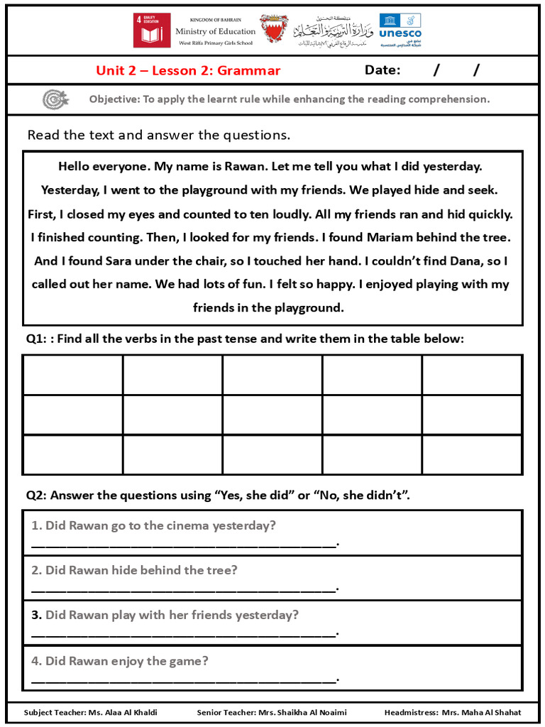 U2 - L2 Worksheet | PDF
