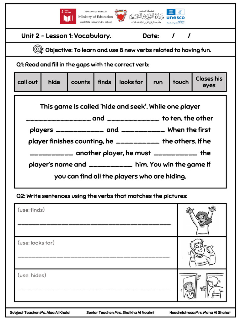 U2 - L1 Part 2 Worksheet | PDF
