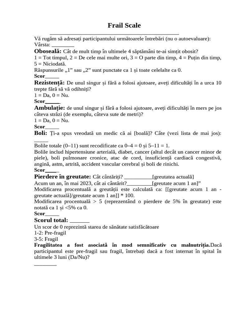 Frail Scale | PDF