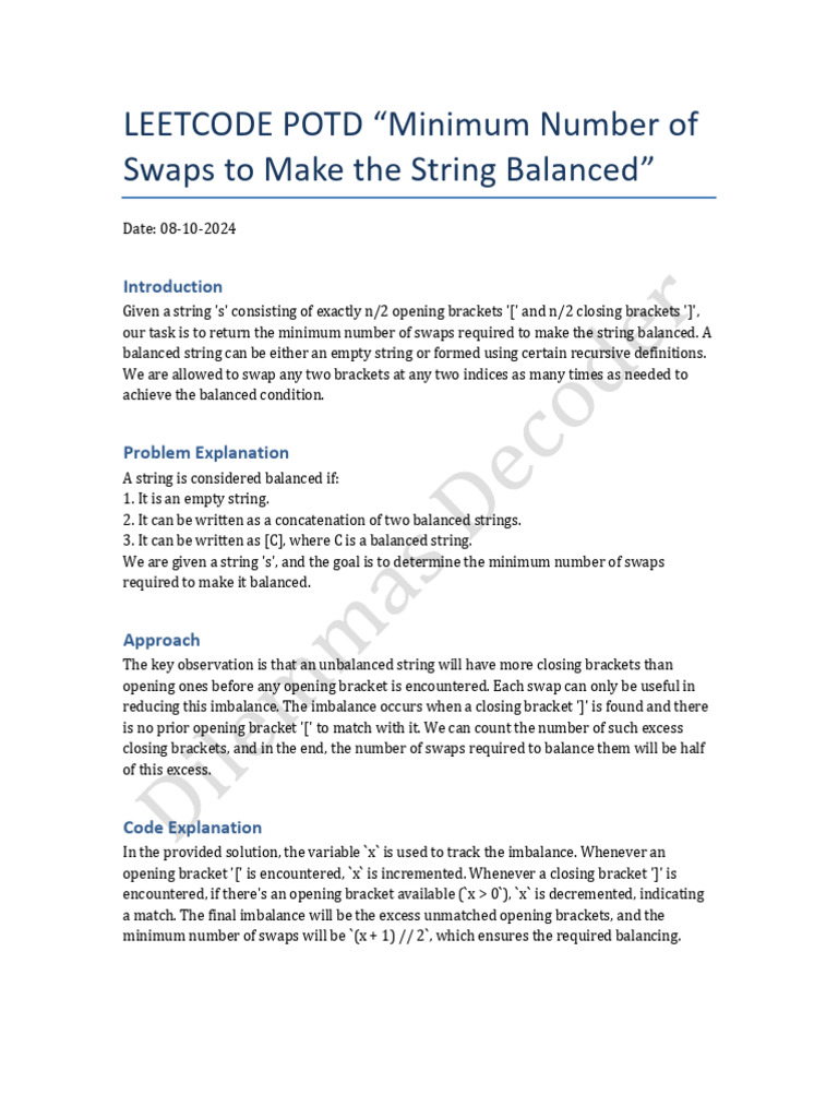 Minswapstobalancestring Pdf 