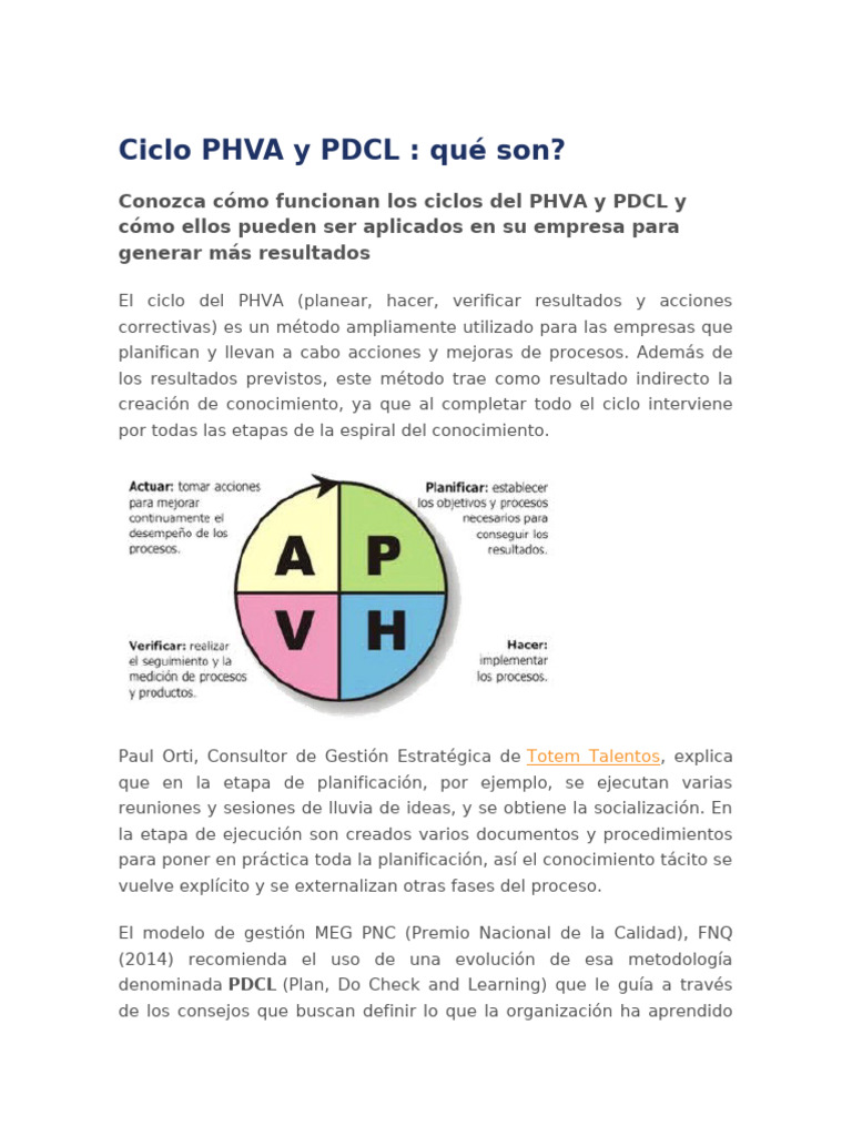Ciclo Phva y PDCL | PDF
