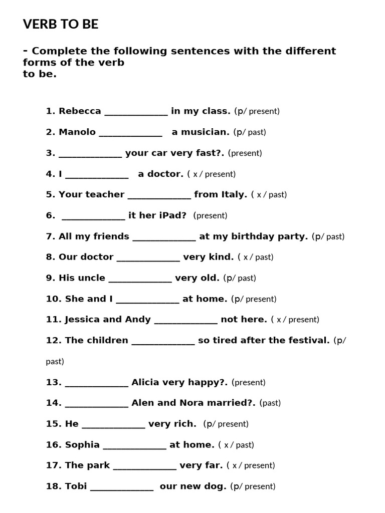 Verb To Be Test-Ws | PDF