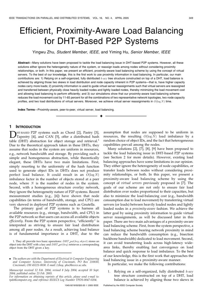 2005-Efficient, Proximity-Aware Load Balancing For DHT-Based P2P ... 2005-Efficient, Proximity-Aware Load Balancing For DHT-Based P2P ...