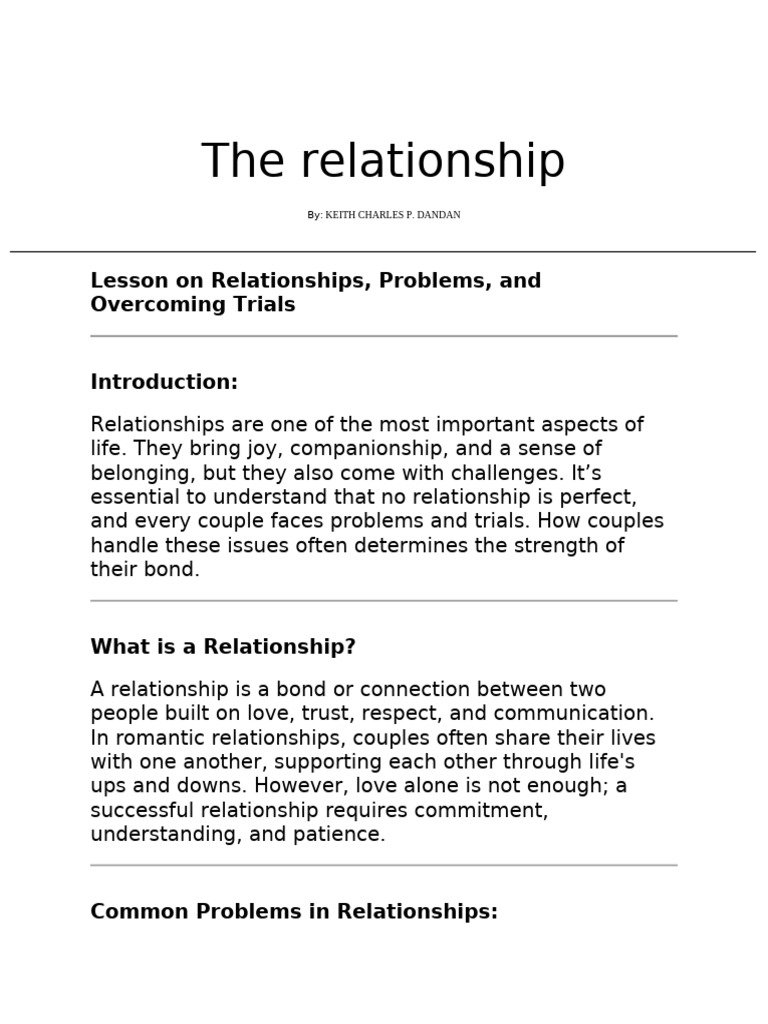 Lesson On Relationships | PDF