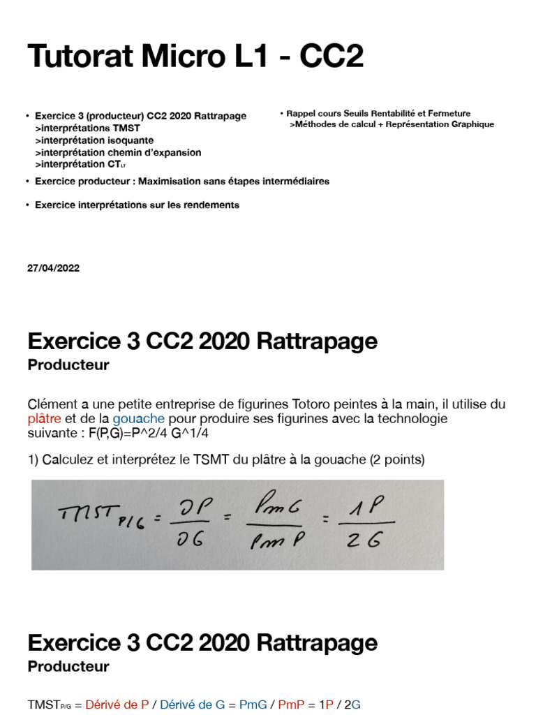 Tutorat Micro CC2 | PDF