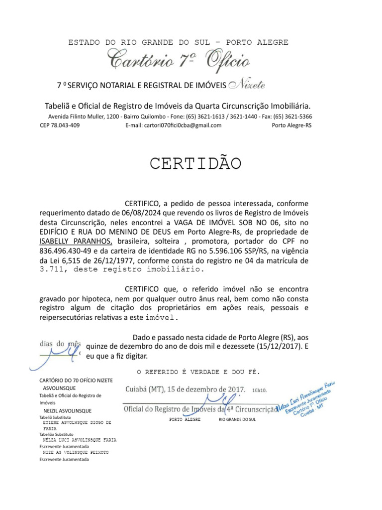 Modelo de Matricula de Imovel | PDF