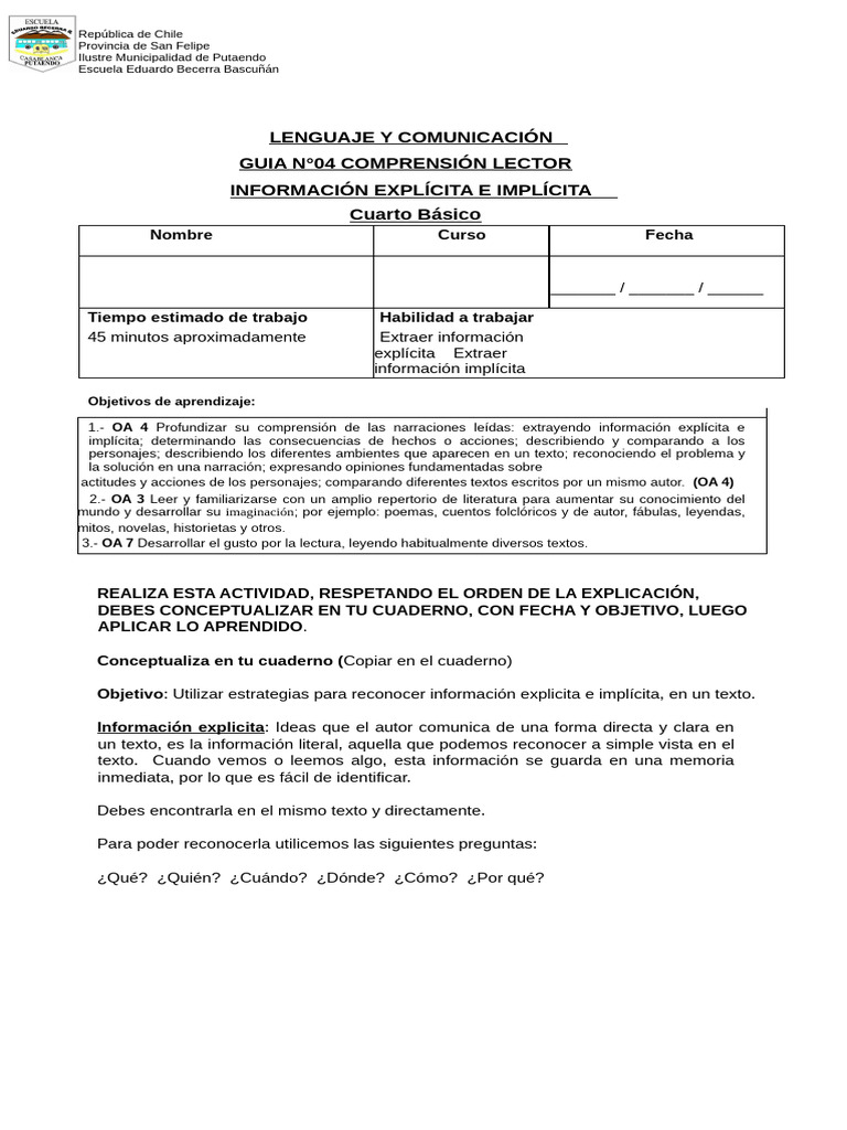 L4 Semana 3 Actividad 3. Información Explícita e Implícita | PDF