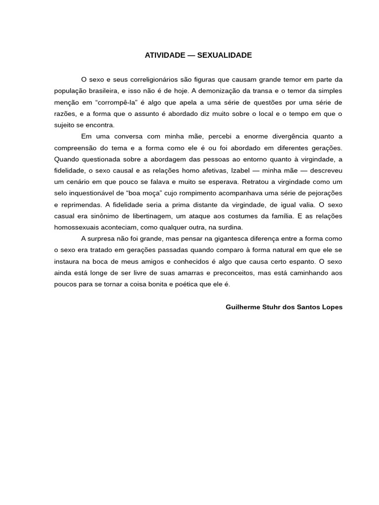 Atividade - Sexualidade | PDF
