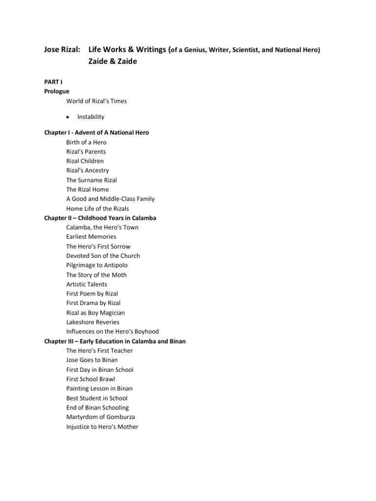 Biography of Jose Rizal (Outline) | PDF