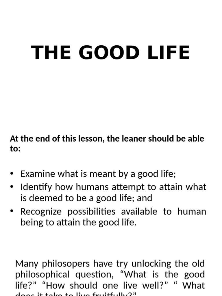 The Good Life | PDF